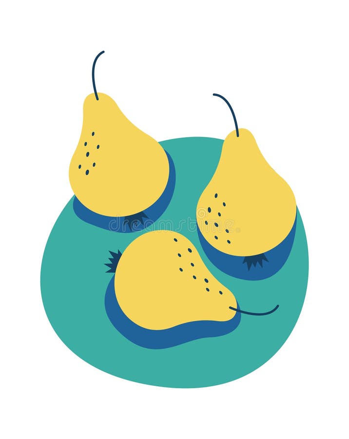 Pears on Plate Still Life stock vector. Illustration of background ...