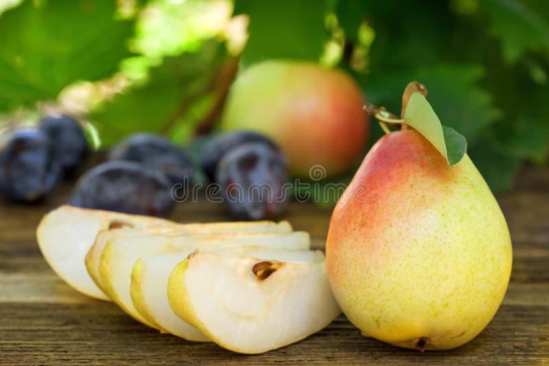 Pears, plums and apples stock image. Image of fruit, summer - 58603303