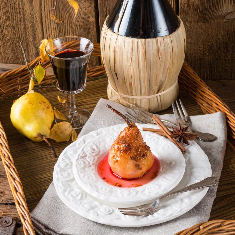 Pears in red wine stock photo. Image of ingredient, dish - 34140434