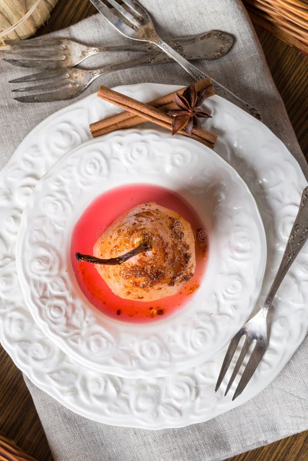 Pears in red wine stock image. Image of cuisine, appetizer - 34164393