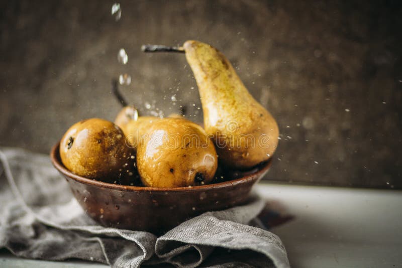 Pears in a rustic style stock image. Image of pear, basin - 96908467