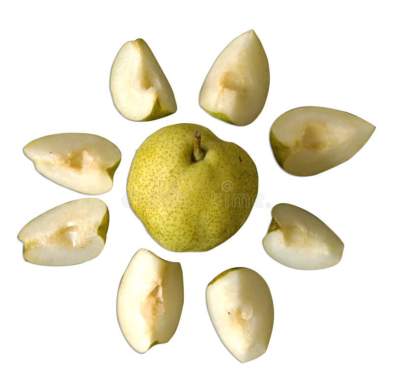 Two Pears and Slices of a Pear Stock Image - Image of slice, background ...