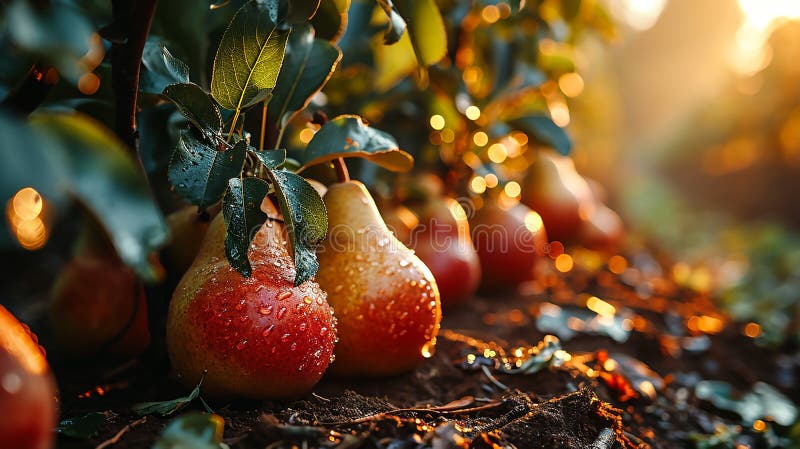 Pears on a tree stock illustration. Illustration of nature - 302139719