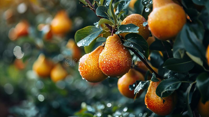 Pears on a tree stock illustration. Illustration of ripe - 302139730