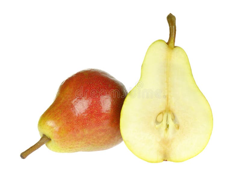 Pears, Whole and Cut in Half Stock Photo - Image of horizontal, shadow ...