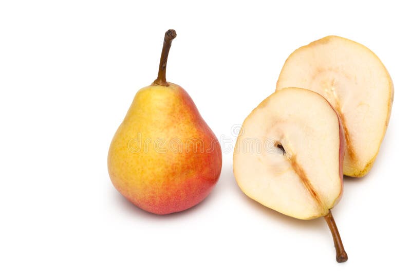 Pears, Whole and Cut in Half Stock Photo - Image of horizontal, shadow ...