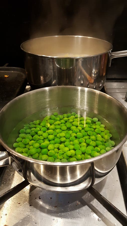 Peas Being Boiled for Evening Meal Stock Photo - Image of kitchen ...