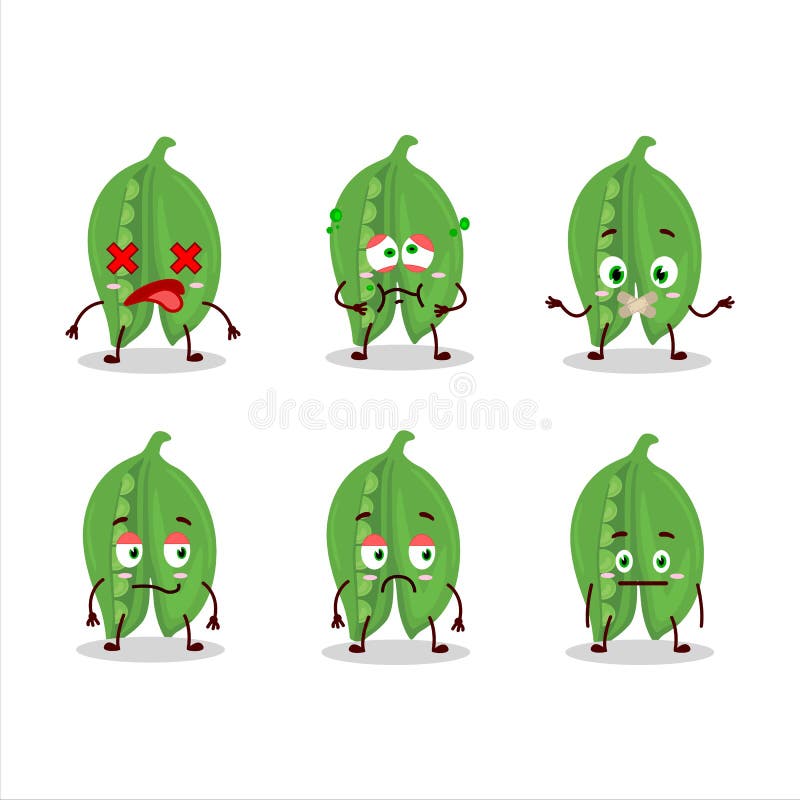 Peas Cartoon Character with Various Angry Expressions Stock Vector ...