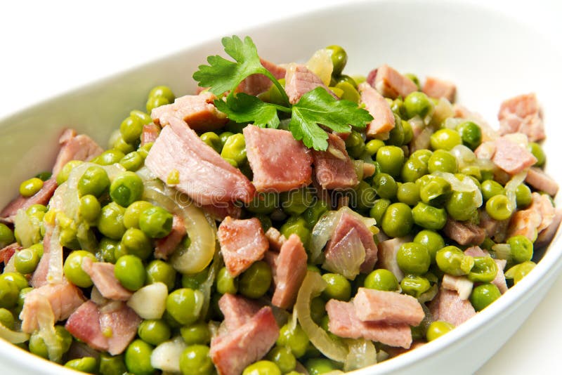 Peas with ham stock photo. Image of cooking, green, onion - 22481080