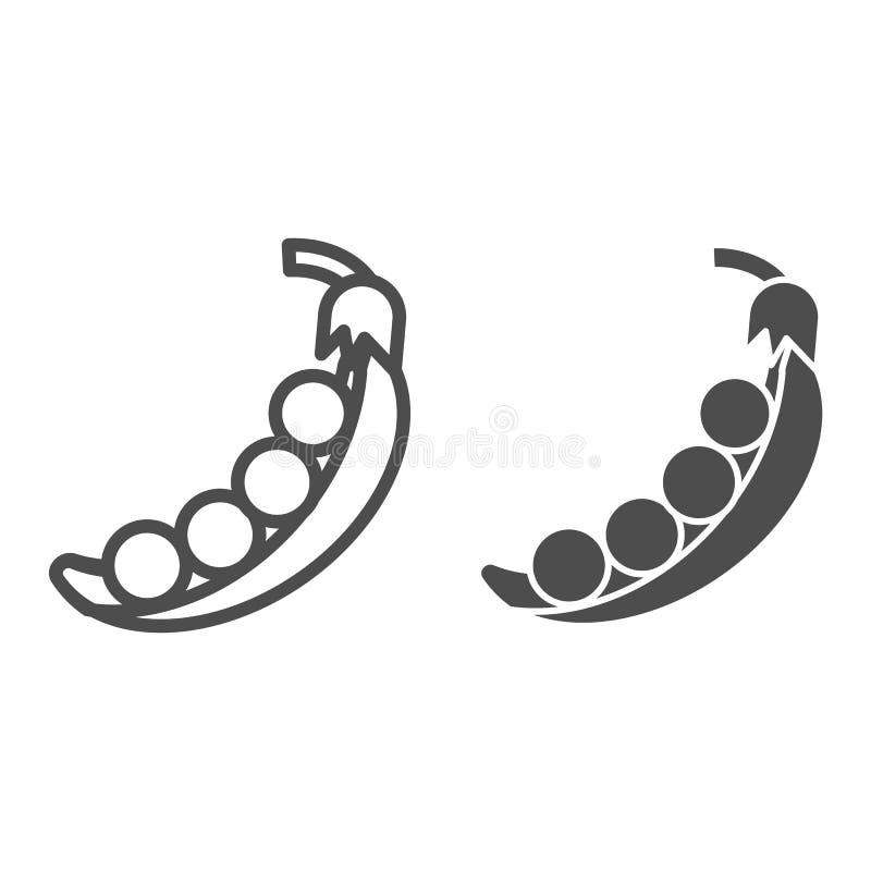 Peas Line and Glyph Icon. Vegetable Vector Illustration Isolated on ... Peas Line and Glyph Icon. Vegetable Vector Illustration Isolated on ...