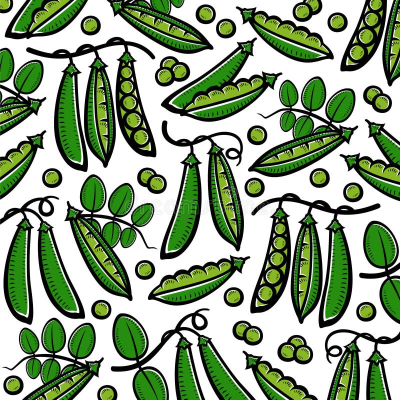 Peas Pattern Background Set. Collection Icon Peas Stock Illustration ...