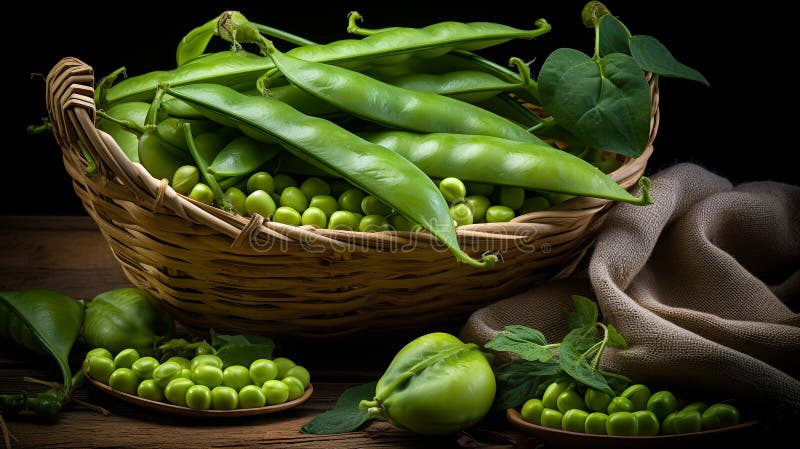 Peas and Pod Collection stock illustration. Illustration of peas ...