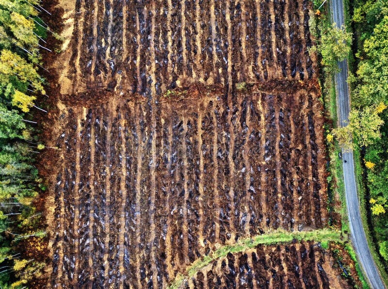 Peat Extraction Showing Environmental Destruction from Above Stock ...