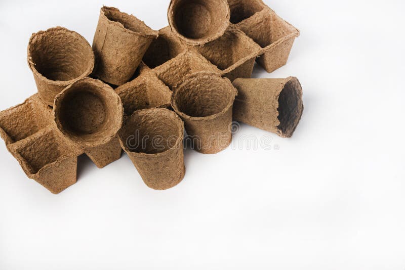 Peat Pots for Growing Seedlings. Gardening Concept Stock Photo - Image ...