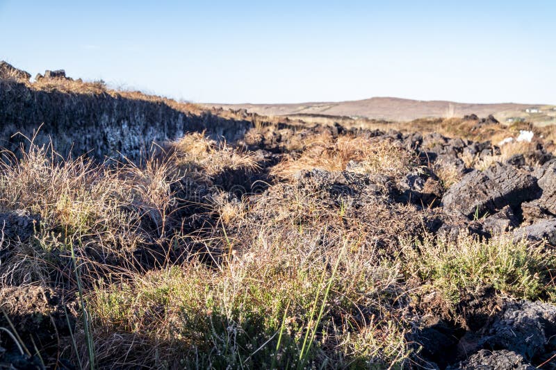 Peat Turf Cutting in County Donegal - Ireland Stock Photo - Image of ...