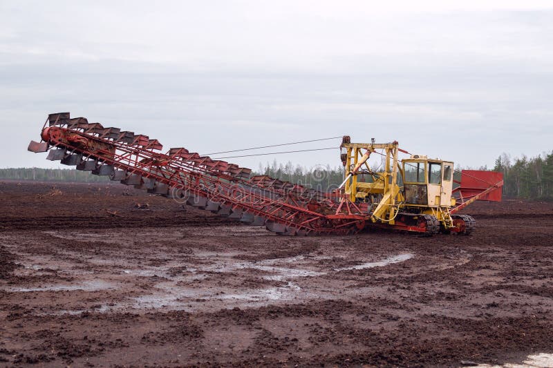 Machine Harvesting Peat on the Field Stock Image - Image of factory ...