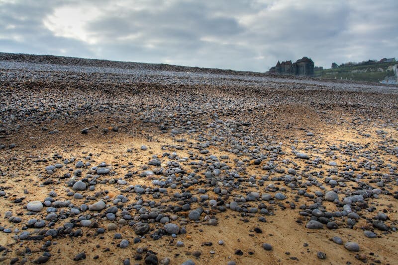 Pebble Beach and a Castle of Dieppe in Normandy Stock Image - Image of ...