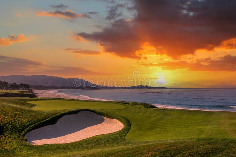 Hole 7, Pebble Beach Golf Links, CA Stock Photo - Image of beach, links ...