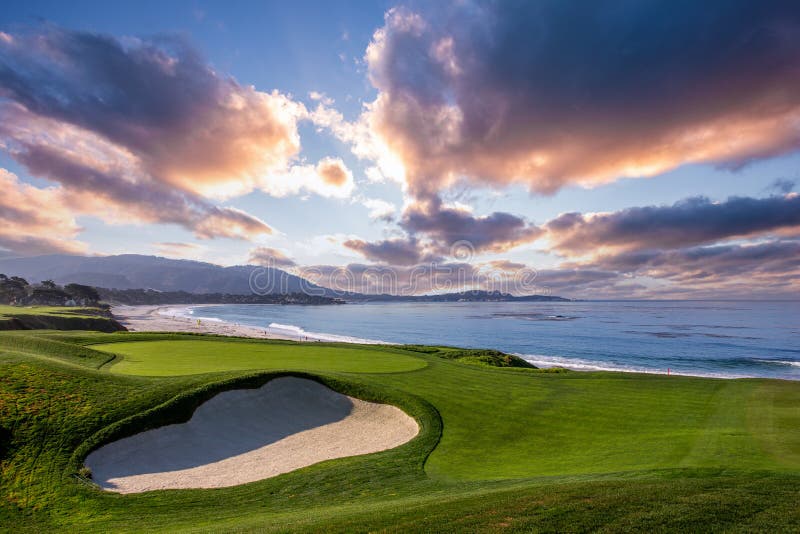 Hole 7, Pebble Beach Golf Links, CA Stock Photo - Image of beach, links ...