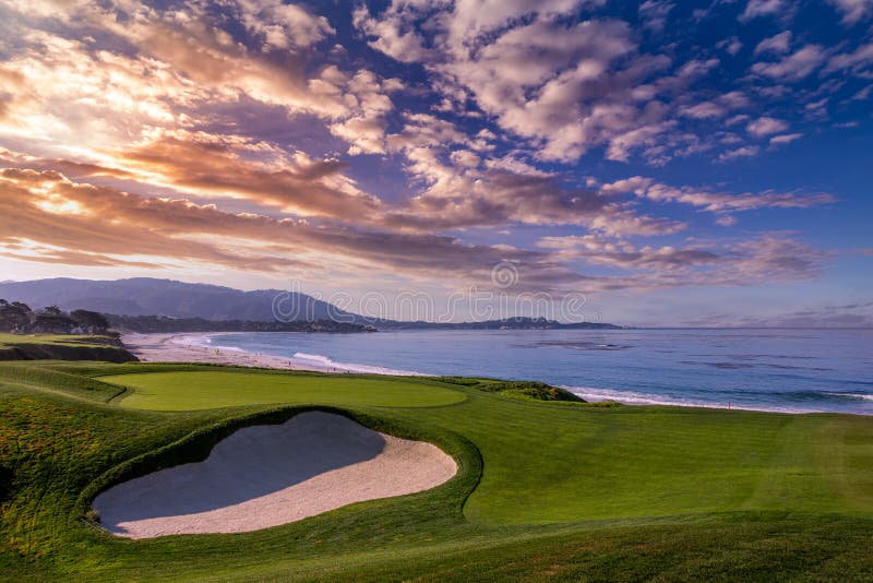 Hole 7, Pebble Beach Golf Links, CA Stock Photo - Image of beach, links ...