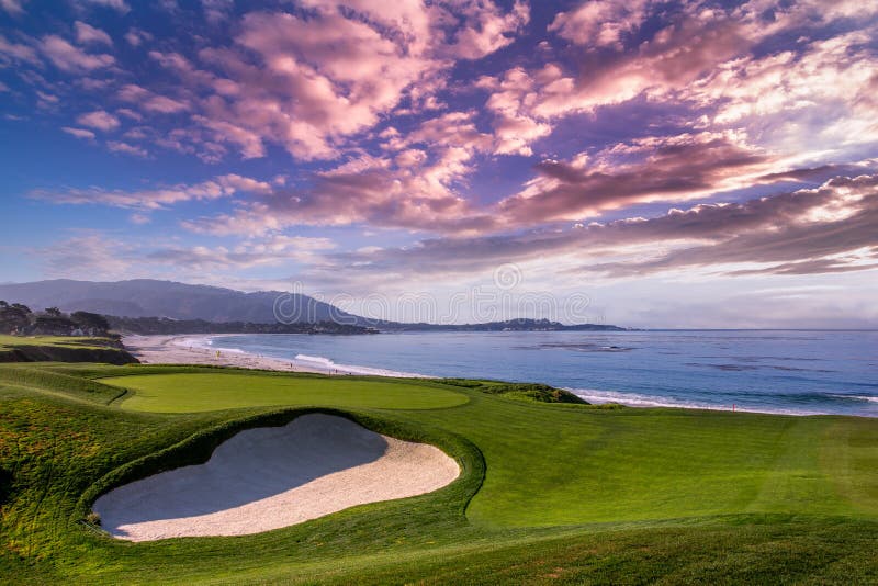 Hole 7, Pebble Beach Golf Links, CA Stock Photo - Image of beach, links ...