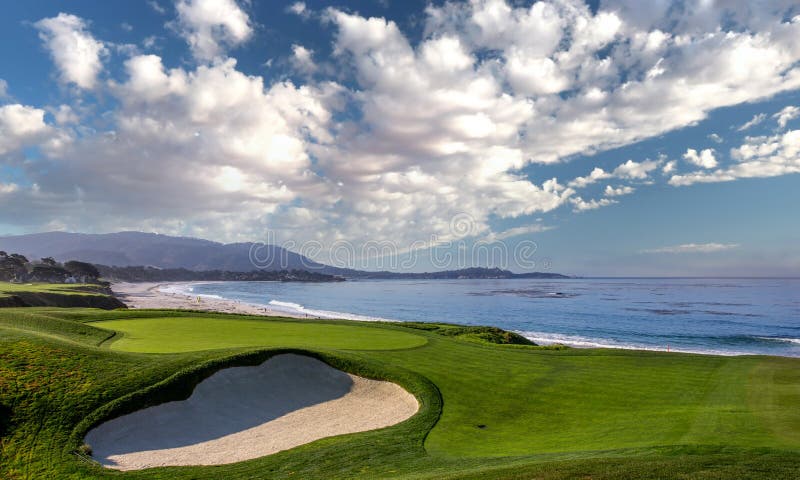 Hole 7, Pebble Beach Golf Links, CA Stock Photo - Image of beach, links ...
