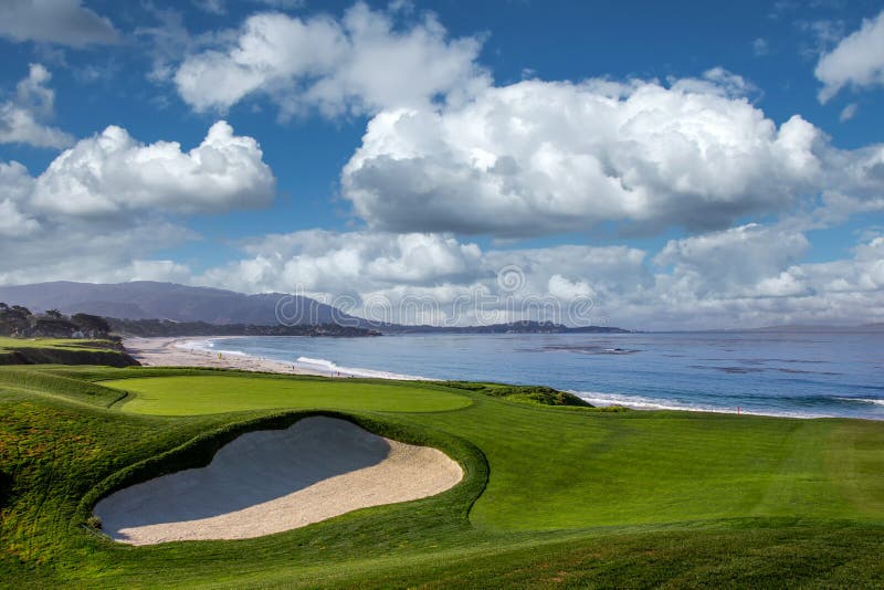 Hole 7, Pebble Beach Golf Links, CA Stock Photo - Image of beach, links ...