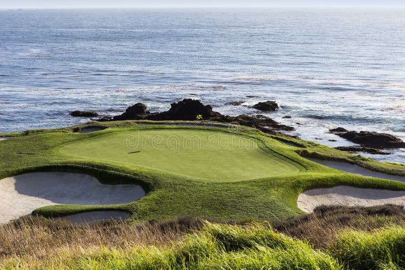 Hole 7, Pebble Beach Golf Links, CA Stock Photo - Image of beach, links ...