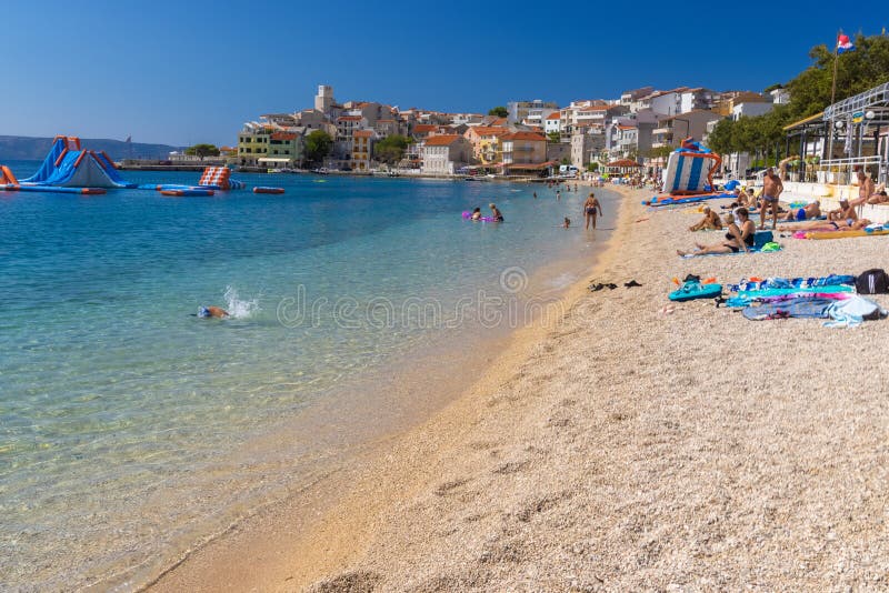 Pebble Beach in Igrane Town, Croatia Editorial Photo - Image of igrane ...