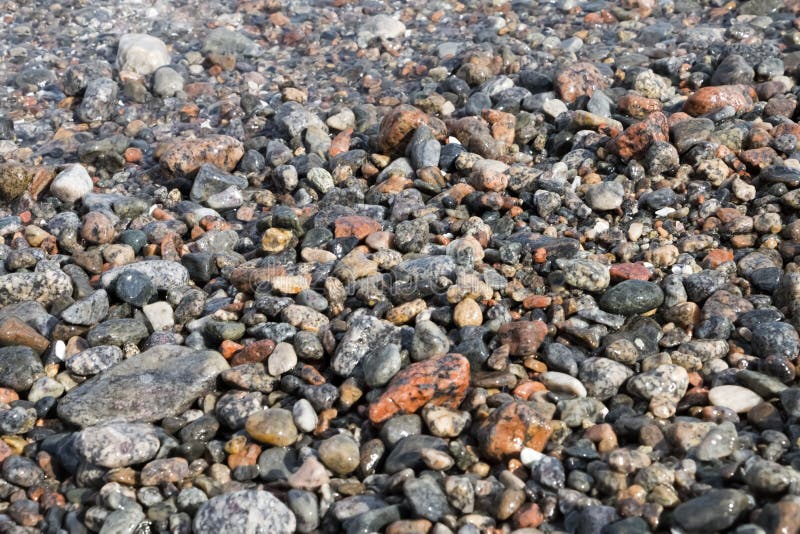 Pebble Beach, Texture with Wet Coastal Pebbles. Stock Photo - Image of ...
