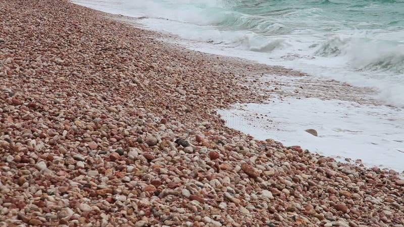Pebble Beach and Sea Waves. Waves Washing the Pebble Beach. Calm Sea ...