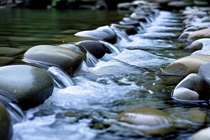 Pebble Cascade Waves Rolling Over Smooth Pebbles the Water Creat Stock ...