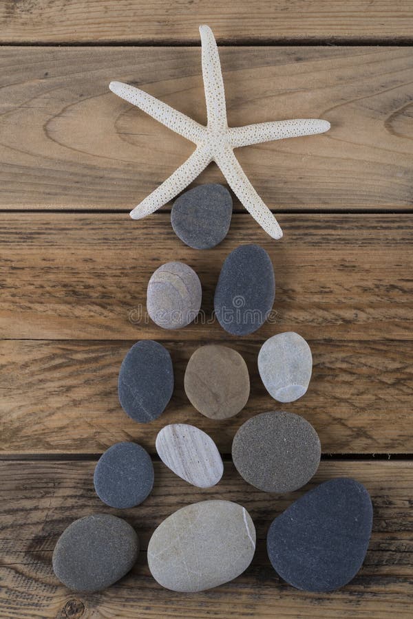 Pebble Christmas Tree stock photo. Image of starfish - 81966286