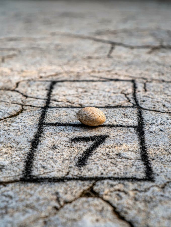 Pebble on Cracked Concrete with Tic-tac-toe Grid Stock Illustration ...