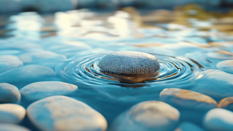 A Pebble Creates Mesmerizing Ripples in the Water, Embodying Relaxation ...