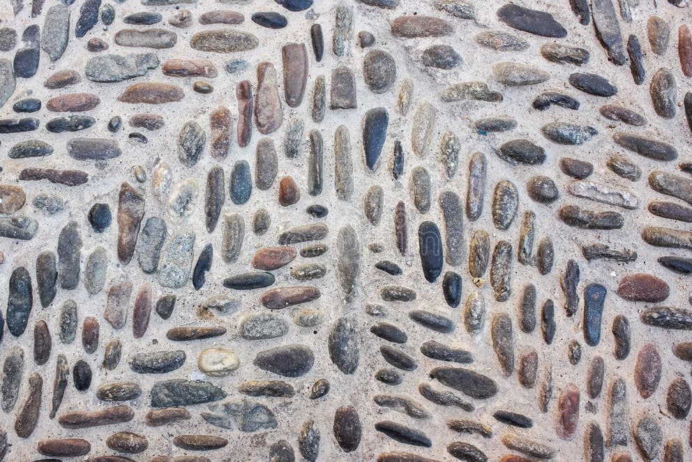 Pebble Paved Road, Geometric Pattern on the Sidewalk in the City Stock ...