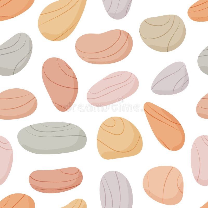 Pebble Seamless Pattern. Beach Pebble Stones Background. Sea or River ...