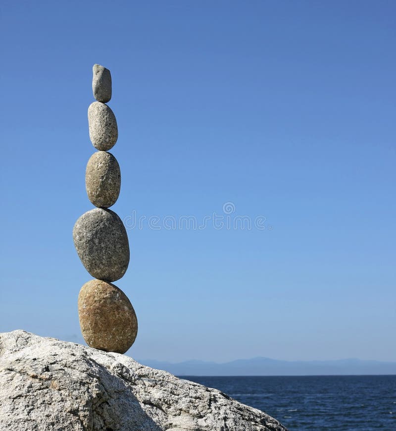 Stone Stack on Pebble Beach Stock Photo - Image of philosophy, closeup ...