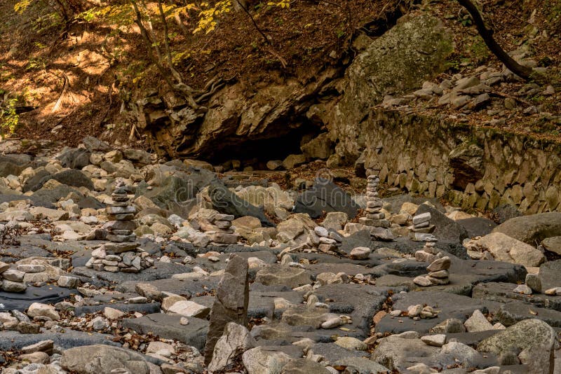 Pebble Stack in Dry Riverbed Stock Image - Image of nature, belief ...