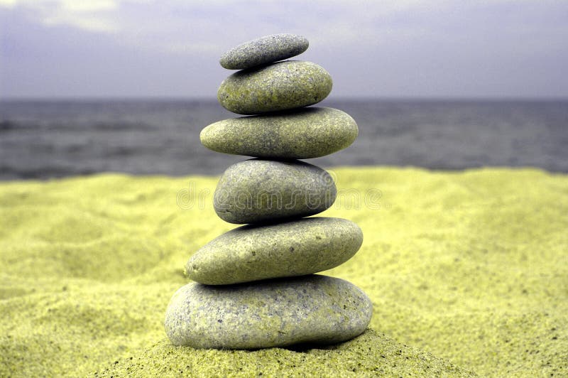 Pebble Stack on the Seashore Stock Photo - Image of balancing, scene ...