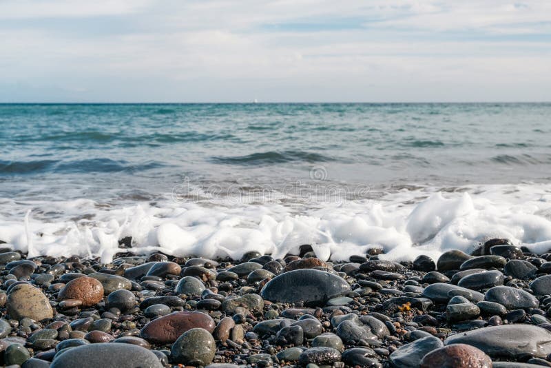 Pebble Stone Beach - Stones at Ocean Coast Stock Photo - Image of small ...