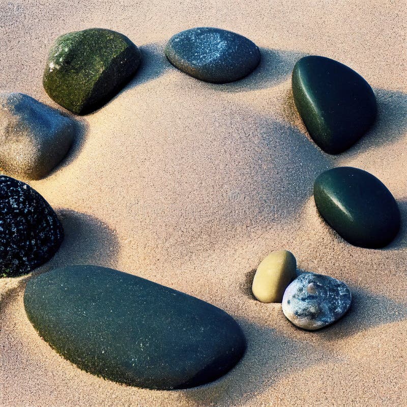 Pebble Stones Arranged in Circle on Sand Stock Illustration ...