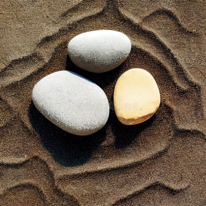 Pebble Stones on Brown Sand with Curves Stock Illustration ...