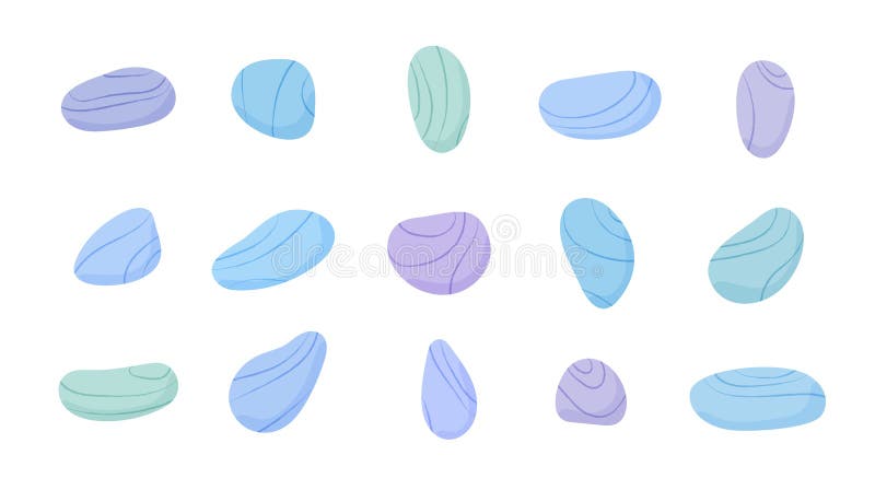 Pebble Stones Collection. Different Beach Pebbles Shape Set. Various ...