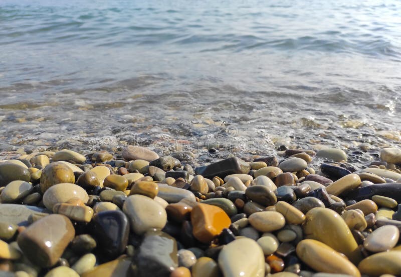 Pebble Stones Natural Summer Sea Background Soft Focus. Stock Image ...