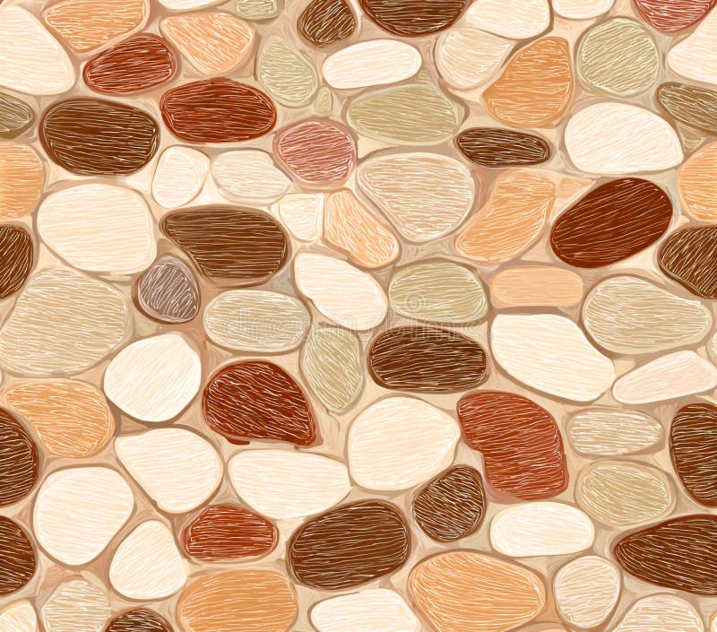 Pebble Texture Seamless Brown Beige Stone Background Stock Illustration ...