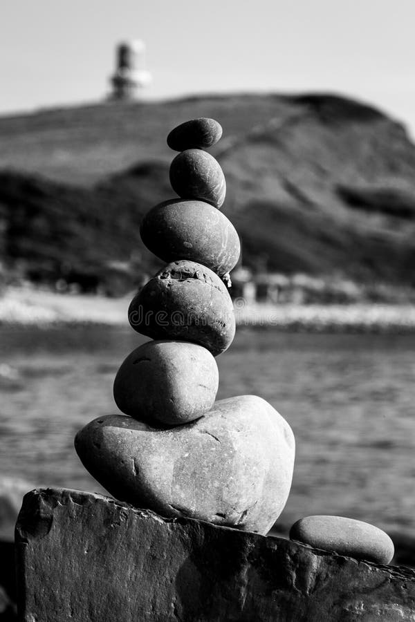 Pebble Tower at Beach Symbolising Stability, Zen, Harmony, Balance ...