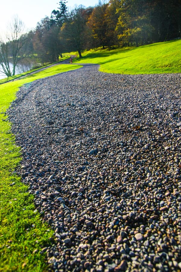 The pebble walkway stock photo. Image of direction, lawn - 32085508