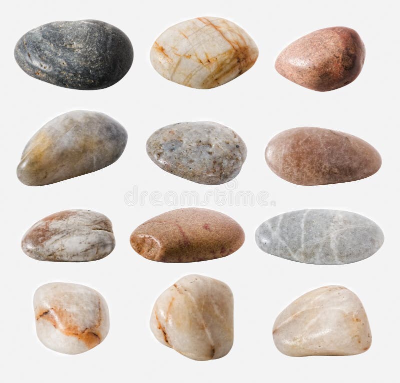 Various Raw Rocks with Names Isolated on White Stock Image - Image of ...