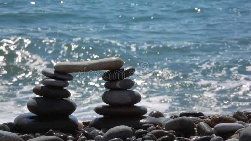 Pebbles Arch on Seacoast, Waving Water in Stock Video - Video of simple ...